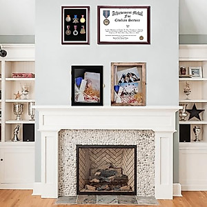 ASmileIndeep Shadow Box Frame 11x14 with Linen Back, Shadow Boxes Display Cases with Solid Wood Frame and Shatterproof Glass, Memory Display Case of Flower, Pictures, Awards Medals