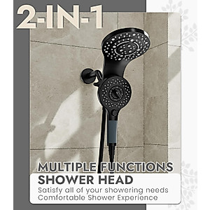 Shower Heads With Handheld Spray Combo, High Pressure 2 IN 1 Rainfall Shower Head with 9 Spray Modes, Anti-leak Shower Faucet with 72'' Stainless Steel Hose & Magnetic Hand Held Shower (Matte Black)