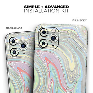 Design Skinz Marbleized Swirling Colors v2 - DesignSkinz Protective Vinyl Decal Wrap Skin Cover Compatible with The Apple iPhone 7 Plus (Full-Body, Screen Trim & Back Glass Skin)