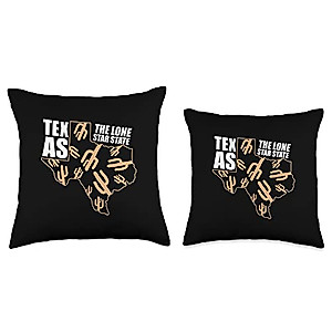 Texas State Map USA Throw Pillow, 16x16, Multicolor
