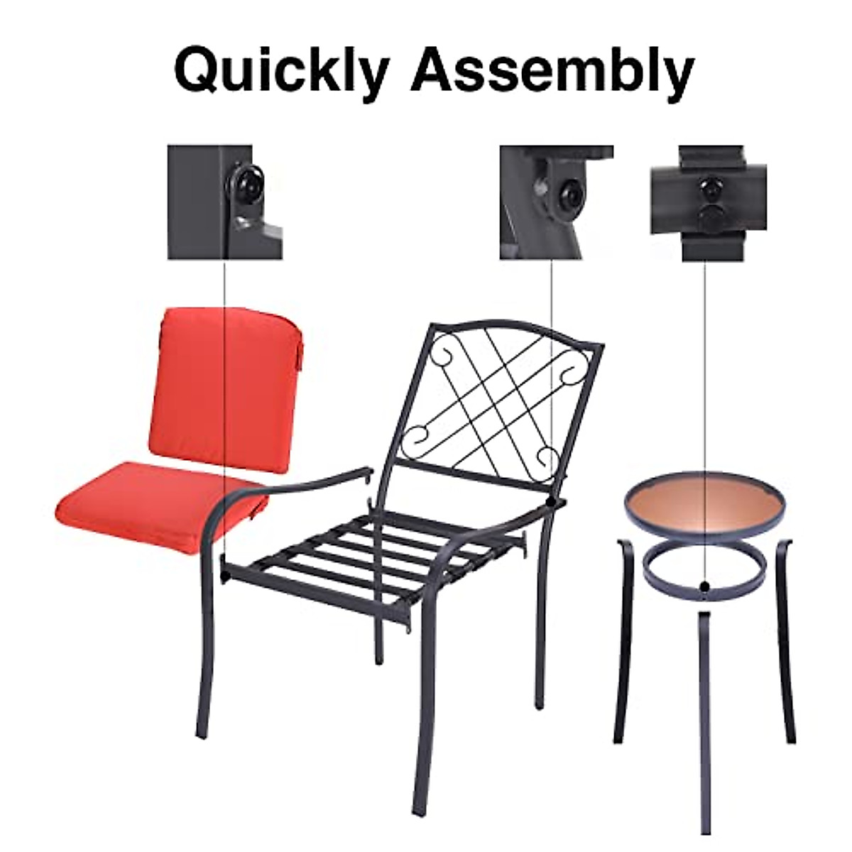 Dulce Domi 3 Pieces Outdoor Furniture,Patio Table and Chairs, Dinning Table and chais, Patio Conversation Set, Porch Patio Set, Furniture Patio All-Weather Outdoor Patio Furniture