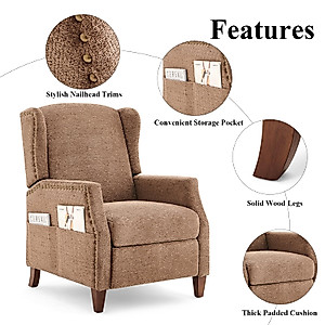 COLAMY W502-LightBrown-F pushback Recliner, Lightbrown