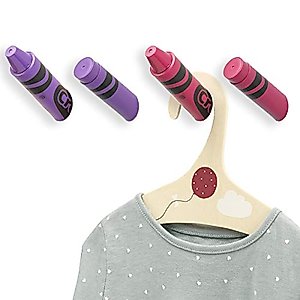 Room Copenhagen, Crayola Wall Hangers Organizational Décor – Set of 4 Crayon Wall Hooks for Storing Jackets, Bags, and More - Bold Blush (2X Razzmatazz, 2X Violet)