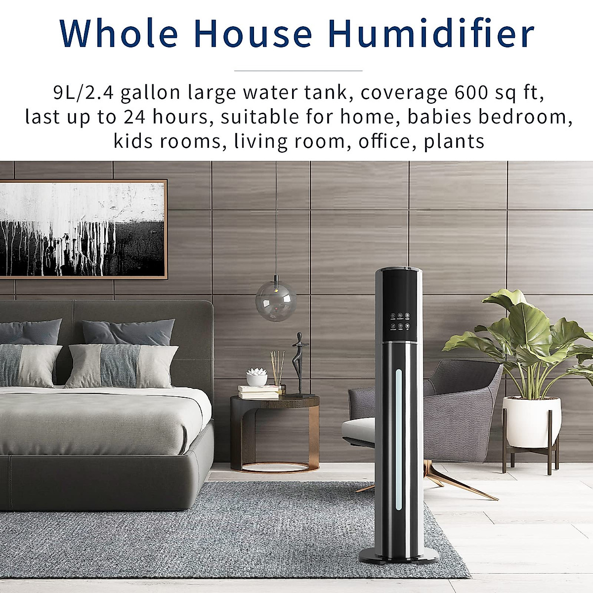 Ultrasonic Cool Mist Humidifier for Large Room Bedroom, Top Fill Humidifier(9L/2.38Gals) for Baby Adults, Smart & Remote Control, Last 40 Hours