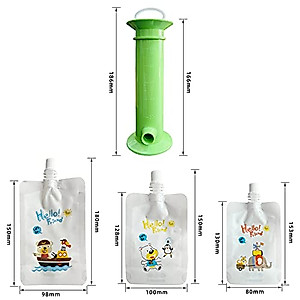 Fruit Puree Filler,Portable Fruit Squeeze Puree Filler Fruit Juice Food Maker with 9pcs Reusable Pure Color Pouches for Kids (Blue)