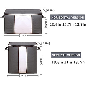 XCJTGRY 3 Pack Large Capacity Clothes Storage Bag Organizer with Reinforced Handle,Foldable with Sturdy Zipper, Clear Window Storage Bag 90L