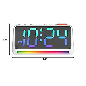 LED Digital Clock for Bedroom, Super Loud Alarm Clock for Heavy Sleepers Adults, Teens | Simple Plug-In Electric Bedside Nightstand Desk Clock with Light and Adjustable Color/Volume/Brightness/Snooze