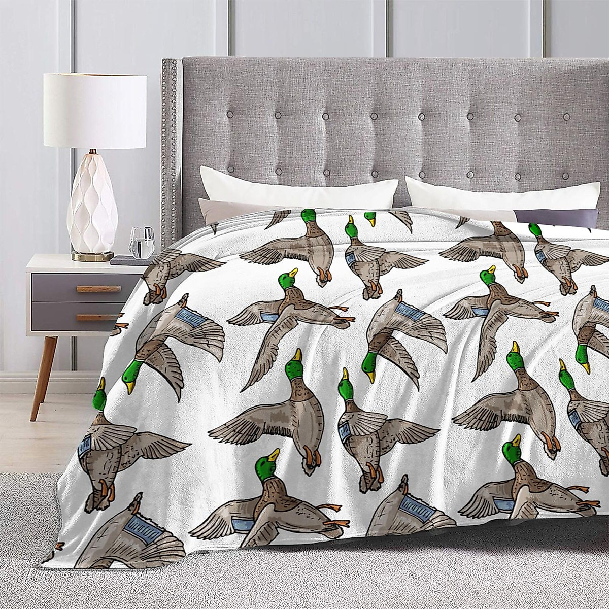Cute Mallard Ducks Blanket,Duck Print Gifts for Kids Ducks Lover,Soft Flannel Throws Lightweight Fluffy Decorative Quilt for Bed Sofa Couch Room Decoration 50 in x 40 in Small for Kids