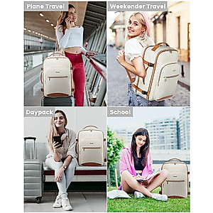 LOVEVOOK Travel Backpack for Women Men as Personal Item Flight Approved, 40L Luggage Carry On Backpack,17.3inch Large Daypack Laptop Backpack Waterproof Outdoor Sports with 3 Packing Cubes,Beige-Brown