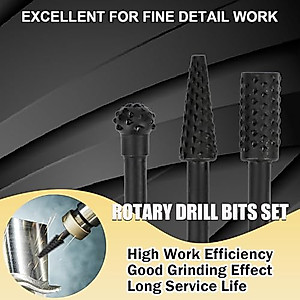 Rotary Drill Bits Set Wood Carving File Rasp Drill Bit of 5Pcs, 1/4" 6mm Shank Tool Power Tools Woodworking Chisel Shaped Rotating Embossed Grinding Head