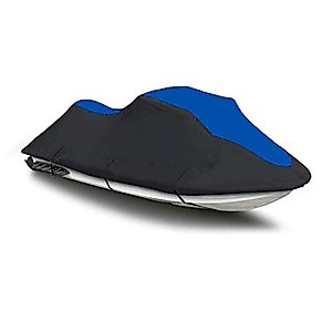 Black/Blue Heavy-Duty, PWC 600D Jet SKI Cover Compatible for Kawasaki STX-15F / JT1500A9F 2009 2010 2011 2012 2013 2014 2015 2016 2017 2018 2019 2020