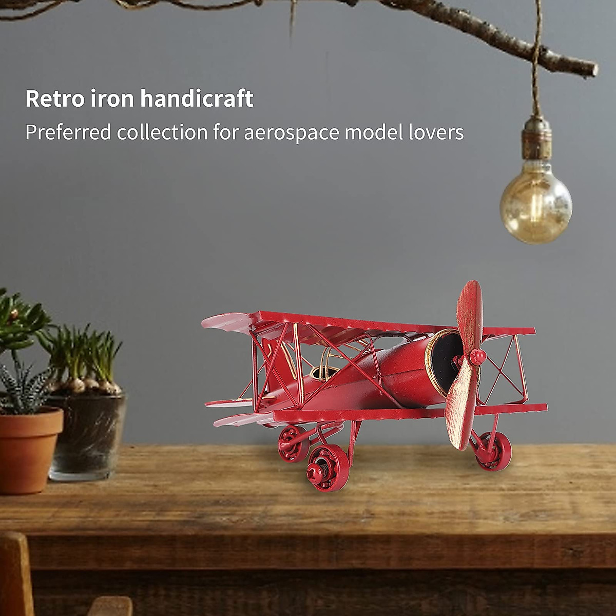 Retro Airplane Model, Red Metal Plane Model Aeroplane Model Toy, 21.1 X 18 X 7.7cm Highly Simulated Flying Toys, for Decoration, Gift