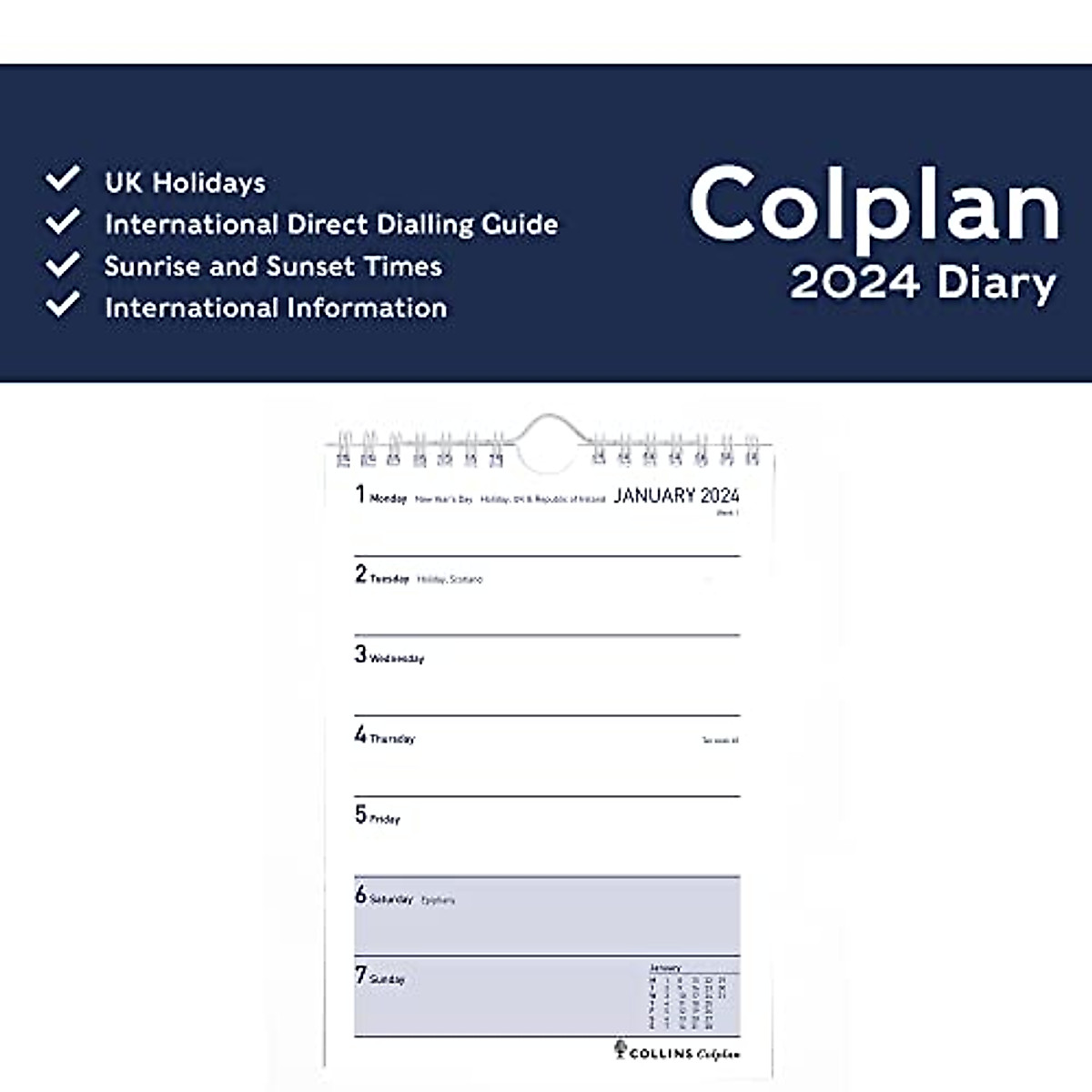 Collins Debden Collins Colplan 2024 Diary Weekly Spiral Planner Notebook - Business Planner and Organiser - January to December 2024 Diary - Weekly - - 60-24 Red