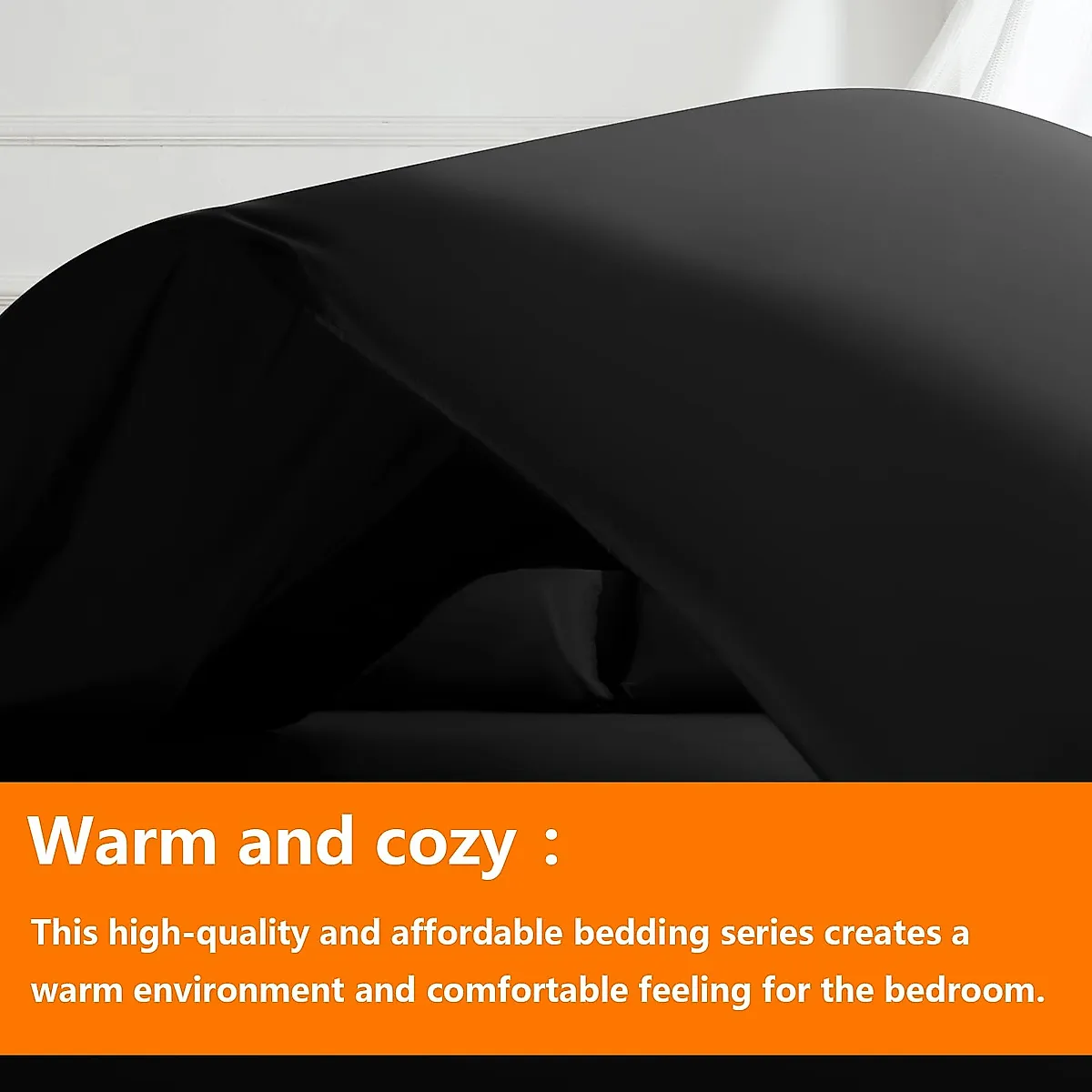 TAIMIT Black Full Size Comforter Set - 7 Pieces, Bed in a Bag Bedding Sets with All Season Soft Quilted Warm Fluffy Reversible Comforter,Flat Sheet,Fitted Sheet,2 Pillow Shams,2 Pillowcases