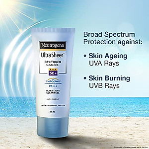 Neutrogena Ultra Sheer Dry-Touch Sunscreen Lotion, Broad Spectrum SPF 55 UVA/UVB Protection, Light, Water Resistant, Non-Comedogenic & Non-Greasy, Travel Size, 3 fl. Oz