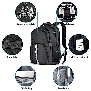 Backpack for Men, Larger College Backpack with USB Charging Port Fits 15.6 Inch Laptop, Water Resistant Durable Travel Back pack, Business Anti Theft Daypack Gifts for Women, Black