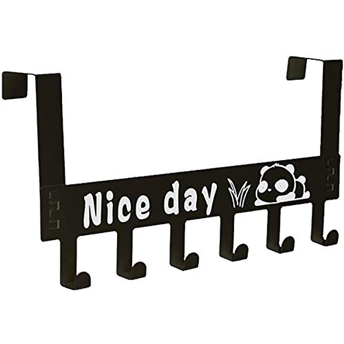 Eywlwaar Over The Door Hooks 6 Hanger Rack Decorative Metal Rack for Home Use Hats Coats Key Bag Clothes Scarfs Hooks (Black)