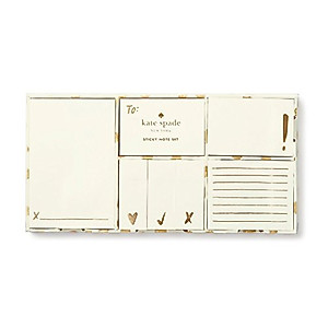 Kate Spade New York Women's Sticky Note Set, Flamingo Dot Gold (176255)