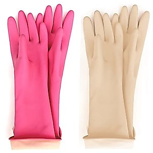 Myungjin (2 Pairs) Kids, Children Reusable Multipurpose Waterproof Hand Protection Rubber Latex Gloves/Cooking, Dishwashing, Cleaning, Painting