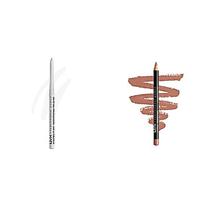 NYX PROFESSIONAL MAKEUP Mechanical Eyeliner Pencil, White and Slim Lip Pencil, Long-Lasting Creamy Lip Liner - Peakaboo Neutral