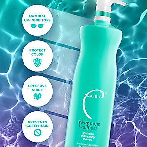 Malibu C Swimmers Wellness Shampoo and Conditioner Set - Restorative Hair Care for Swimmers - Protects Against Chlorine Damage & Combats Brittle Hair (33.8 oz)