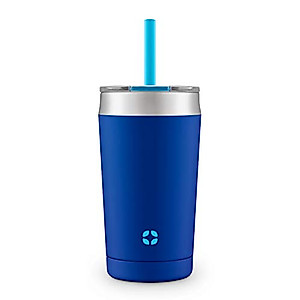 Ello Rise Vacuum Insulated Stainless Steel Tumbler with Optional Straw, 12 oz, Touchdown Blue