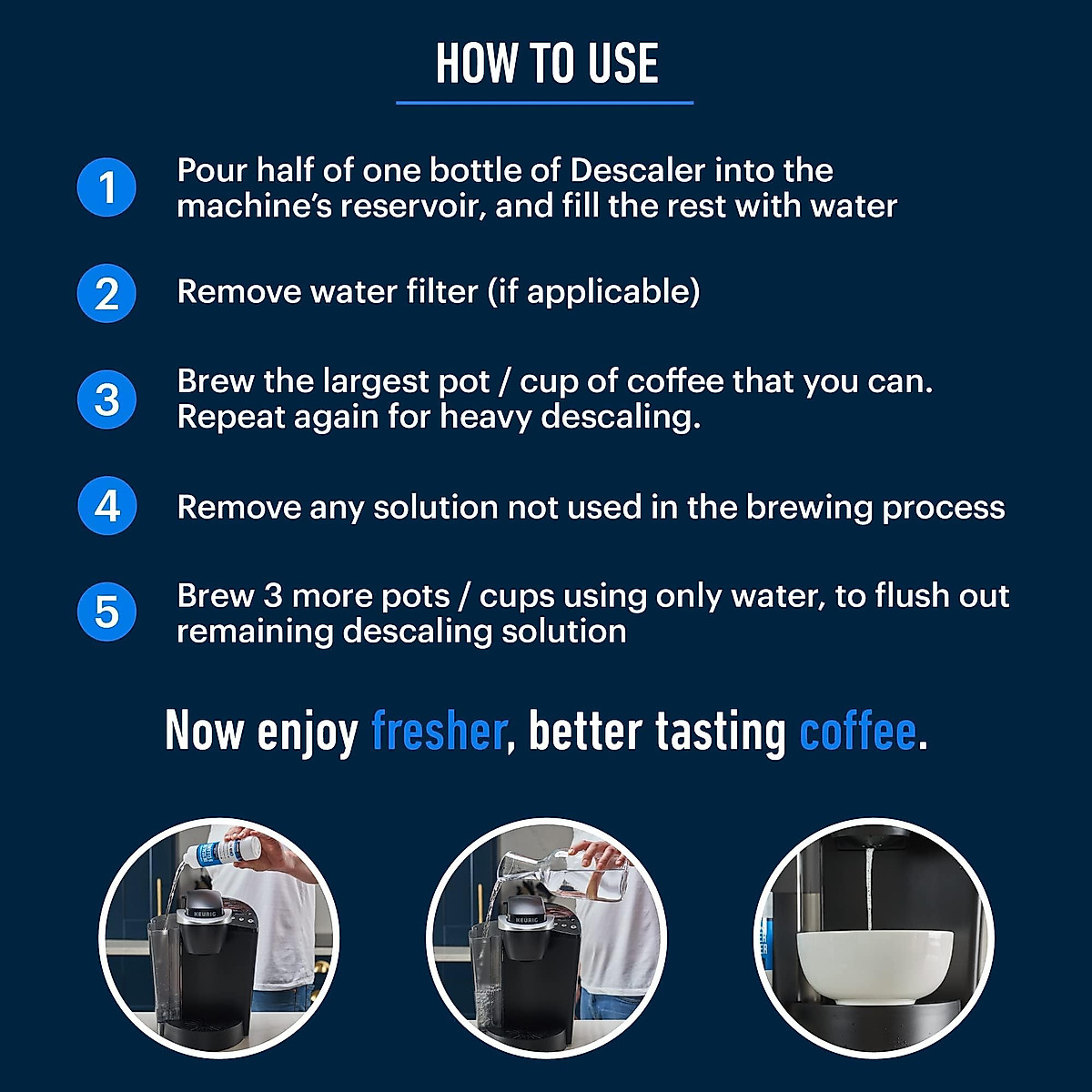 Universal Descaling Solution 2 Pack, (2 x 236ml / 4 Uses Total), Compatible with Breville, L'OR, Sage, Nespresso, Delonghi Single Use Coffee & Espresso Machines, Coffee Machine Descaler