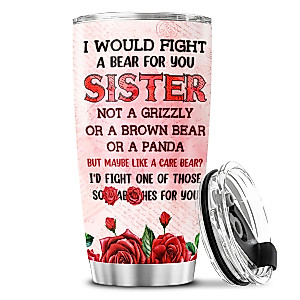 HUBUPU Tumbler 20 Oz With Lid And Straw, Soul Cups From Tumblers Sisters, Sister My Person, Sister Gifts