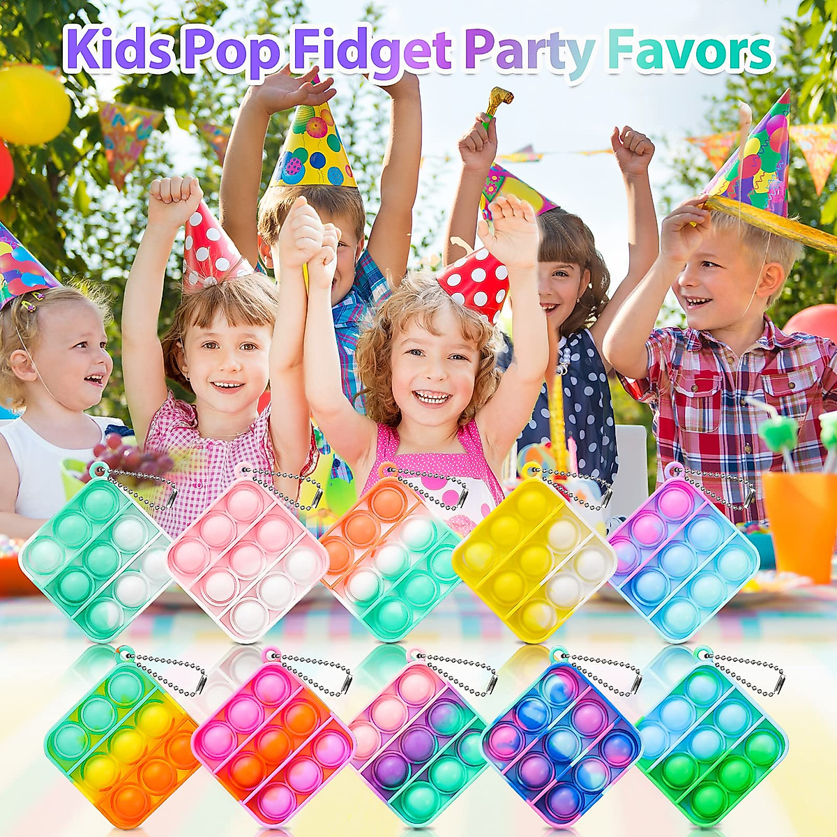 Pop Fidget Toys Its Party Favors for Kids 4-8, 30 PCS Easter Basket Stuffers Mini Pop Keychain It Fidget Toy Bulk Toddler Toys Fidgets Pack Sensory Toys Stress Toys Classroom Prizes for Boy Girl Adult