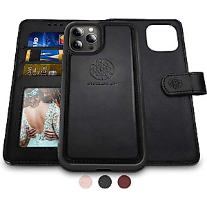 Shields Up Designed for iPhone 13 Pro Max Case Wallet, Detachable Magnetic Wallet Case with Card Holder & Wrist Strap, [Vegan Leather] Protective Folio Cover for iPhone 13 Pro Max 6.7 inch -Black