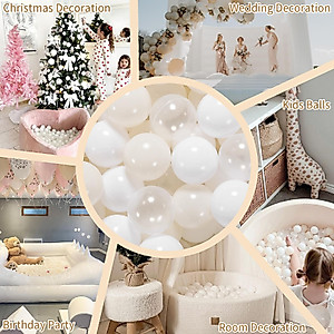 GOGOSO Ball Pit Balls 100 - Soft Plastic Balls for Babies Toddlers Kids Children with Storage Bag for 1 2 3 Years Old, 3 Colors (100 Balls) White Beige Transparent