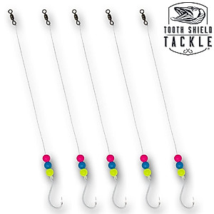 Tooth Shield Tackle Wonderbread Ice Fishing Fluorocarbon Walleye Tip Up Leader/Rig (15 lb) Ice Fishing Walleye Predator Rig (5 Pack) (#4 Octopus)