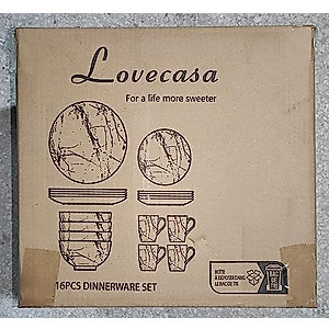 LOVECASA Black Dish Set for 8, 32 Piece Porcelain Dinnerware Sets Plates and Bowls Sets, Gold Splash Glaze Round Dinner Plates, Stylish and Modern Dinner Set with Mugs, Dishwasher & Microwave Safe