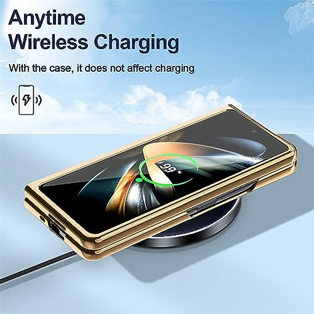 Designed for Samsung Galaxy Z Fold 5 Case with Ring Holder & Built-in Screen Protector Women Stylish Quilted Leather Luxury Gold Plated Frame Case for Samsung Z Fold 5 2023,Pink