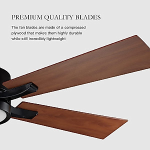 Smart Ceiling Fan 56'' 5-Blade with Remote Control, DC Motor with 10 Speed, Dimmable LED Light Kit Included, Apex Works with Google Assistant and Amazon Alexa, Siri Shortcut (Wood Reversible Blades)