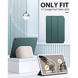 MoKo for Google Pixel Tablet Case 2023, Foldable Design + Ultra Thin Slim Leather PC Trifold Stand Cover+with Pencil Holder,Case for Pixel Tablet 2023, 11 inch, Dark Green
