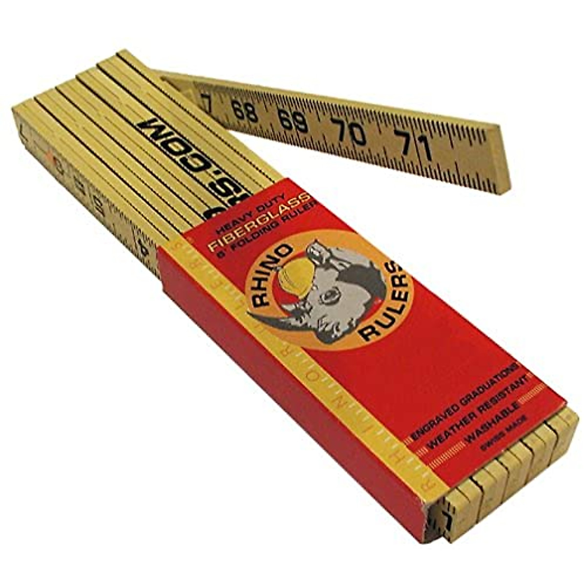 Rhino Rulers Folding Outside Reading Carpenter's Ruler 6' Length - 55140