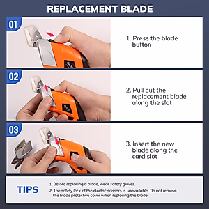VLOXO Electric Scissors Replacement Blade, Cardboard Cutter Blade Multipurpose Home Electric Fabric Scissors Blade for Cutting Replacement for VLOXO CS4001 "O" and "D" Type Cutter 2 Pack Only Blades