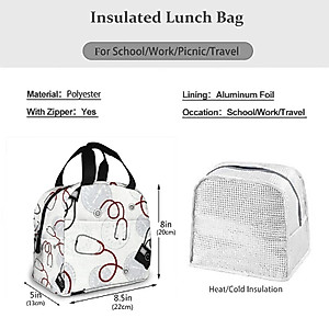 Kslai Calling All Nurses Blood Pressure White Lunch Bag Tote Bag Lunch Bag for Women Lunch Box Insulated Lunch Container