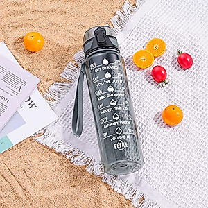 Geritto Motivational Water Bottle with Time Marker, 26/32 Oz BPA Free Water Bottles with Fruit Strainer, Wide Mouth and Fast Water Flow Motivational Water Bottle, Leak-Proof Water Bottle with Strap