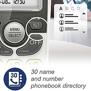 VTech VG101 DECT 6.0 Cordless Phone for Home, Blue-White Backlit Display, Backlit Big Buttons, Full Duplex Speakerphone, Caller ID/Call Waiting, Easy Wall Mount, Reliable 1000 ft Range (White/Grey)