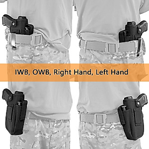 Depring Concealed Carry Holster with Mag Pouch Universal Fits Handgun with Laser or Light Attachment IWB OWB Car Ambidextrous Gun Holster with 2 Straps Black