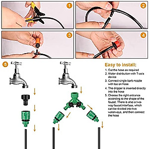 Drip Irrigation Kit, 100ft/30M Garden Watering Automatic System - Micro DIY Irrigation Tubing Kits, Blank Distribution Hose Atomizing Nozzles Drippers for Plants Flower Bed, Patio, Lawn