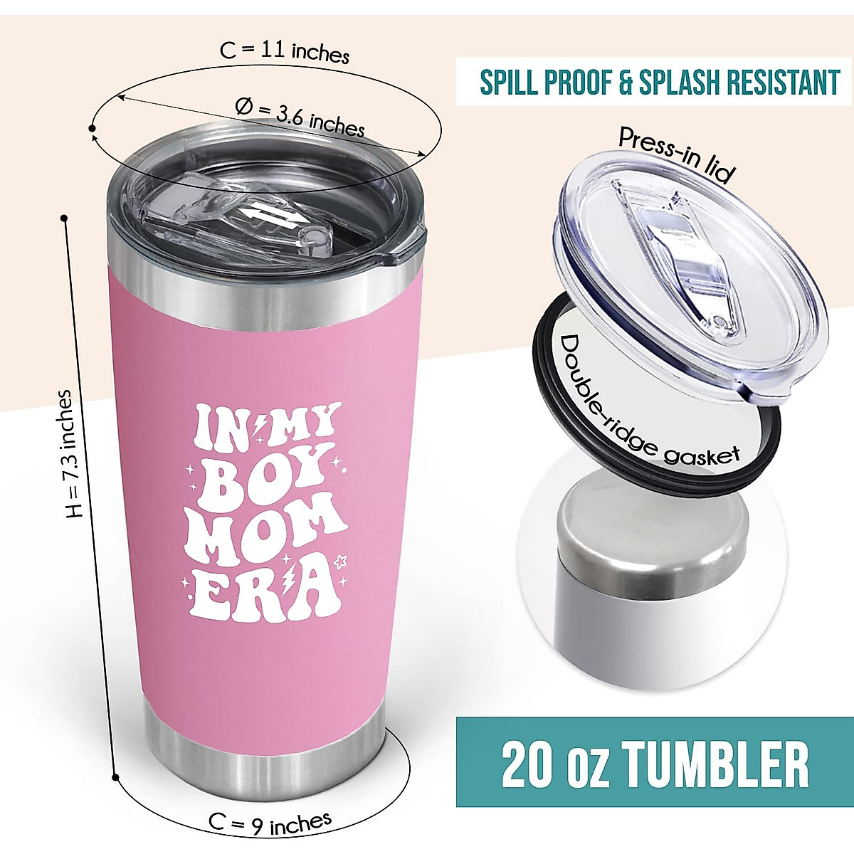 CHICKOR In My Boy Mom Era Tumbler With Straw - Boy Mom Mothers Day Gift - Boy Mama Coffee Cup For New Mom, Mommy,Pregnant Moms, Expecting Mom, Mom To Be From Baby Boy, Son - 20 Oz Boy Mom Travel Mug