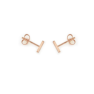 Altitude Boutique 18K Gold Plated Skinny Wire Midi Balance Bar Stud Earrings Hypoallergenic Long Bar Earrings in Gold, Rose Gold, or Silver | Delicate Jewelry (Rose Gold, 6mm)