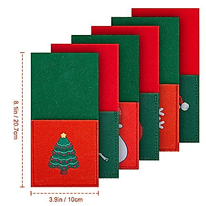 ziidoo 6Pcs Christmas Table Decorations,Christmas Silverware Holders,Cutlery Bags for Knife, Fork and Spoon in Xmas Party Dinner Table Dinnerware Decorations