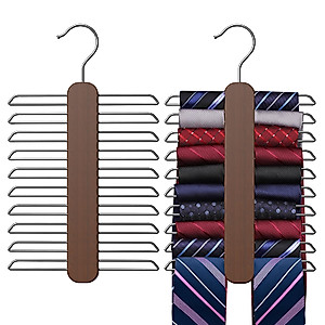 Uinicor Tie Hanger,Tie Organizer for Closet 20 Storage Capacity,Wooden Necktie Organizer Tie Holder,360 Degree Rotating Accessory Organizers for Tie,Belt,Scarf