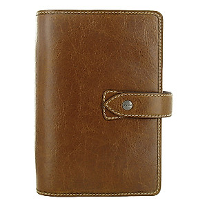 Filofax Malden Organizer, Personal Size, Ochre - Tactile, Full Grain Buffalo Leather, Six Rings, with Cotton Cream Week-to-View Calendar Diary, Multilingual, 2024 (C025808-24)