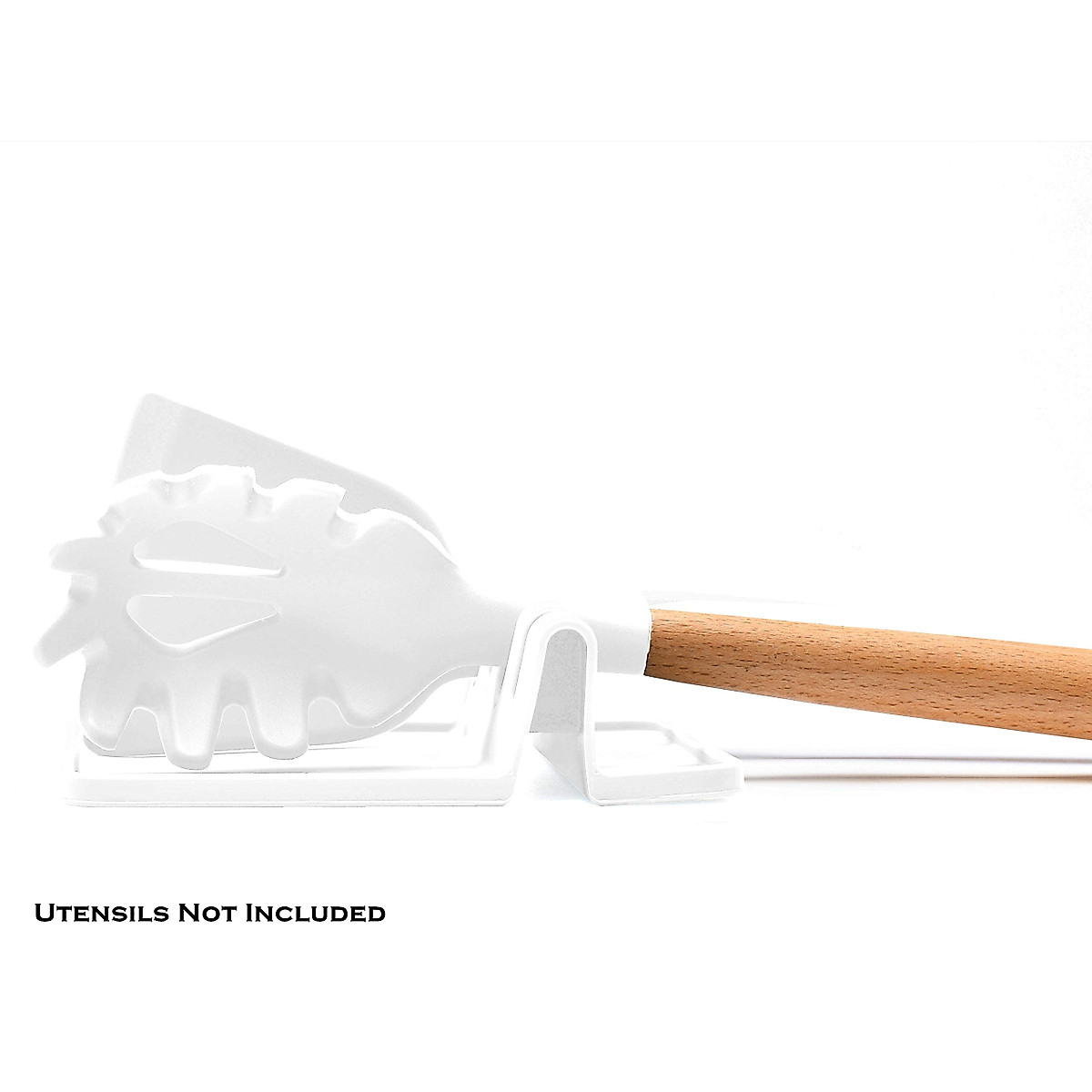 Silicone Spoon holder for Stove Top with Drip Pad Heat Resistant, BPA Free Utensil Rest & Spoon Rest for Kitchen Counter - Grill Utensil Holder for Spatulas, Tongs, Ladles (white)