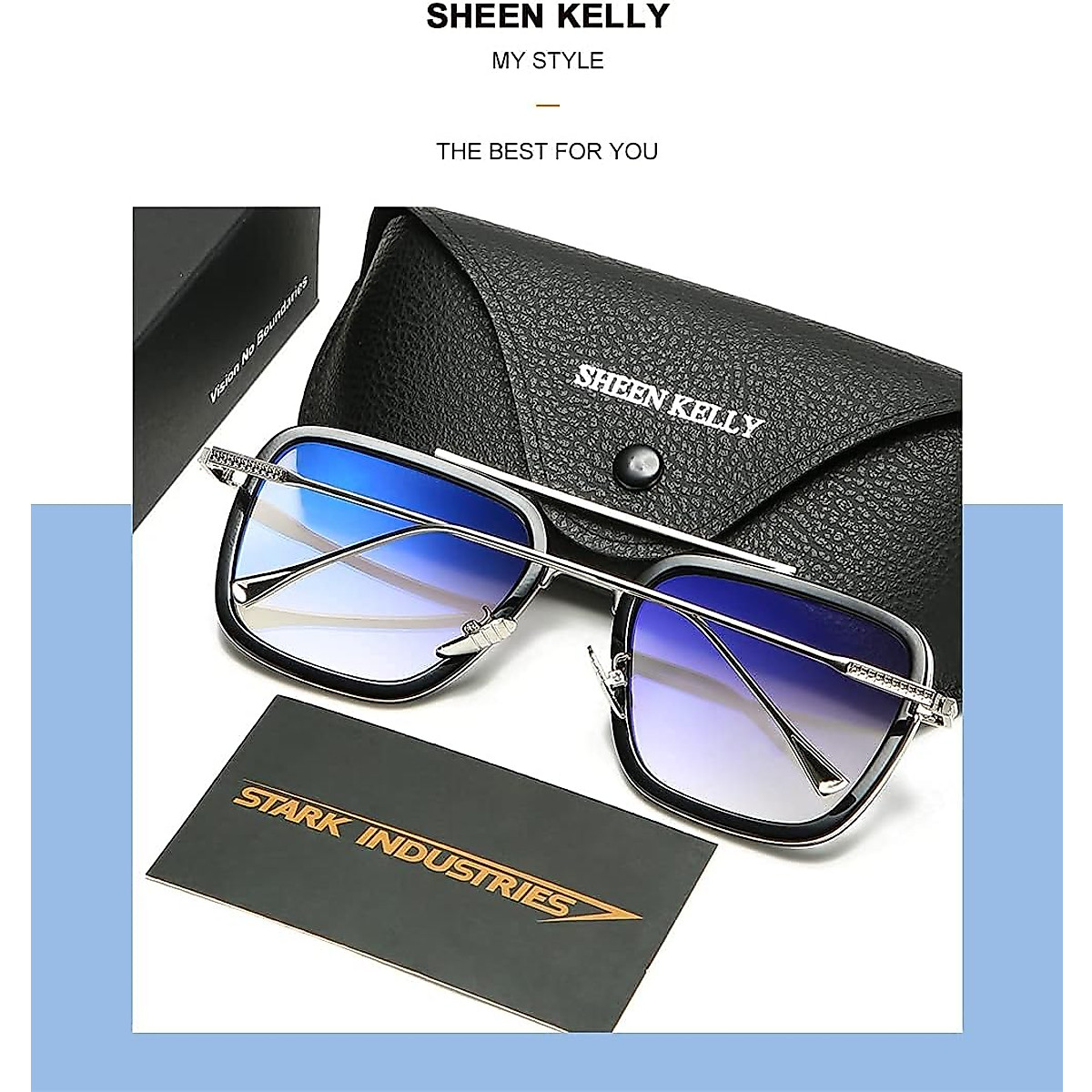 SHEEN KELLY Trendy Square Pilot Sunglasses Men Women Vintage Rectangular Metal Frame Shades Eye Glasses